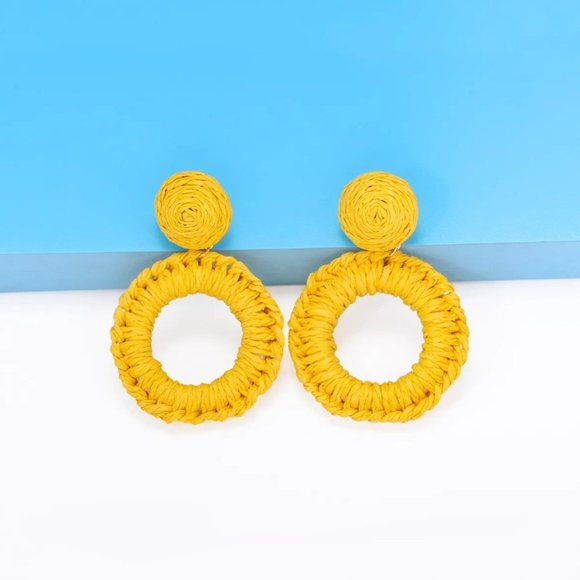 chichigems | Jewelry | Bohemian Yellow Woven Braided Raffia Tropical ...